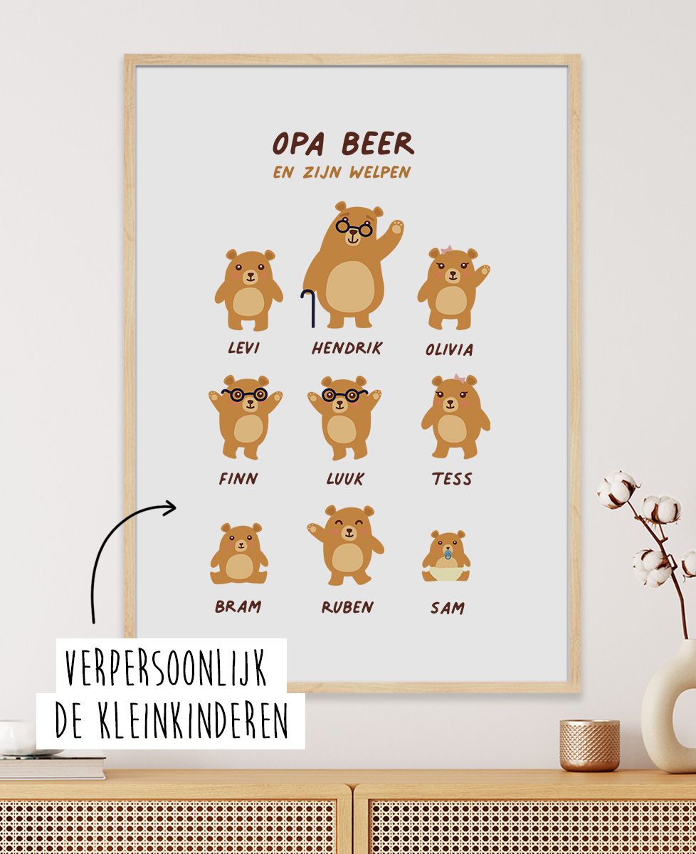 Poster Papy beer en zijn welpen | Monsieur TSHIRT