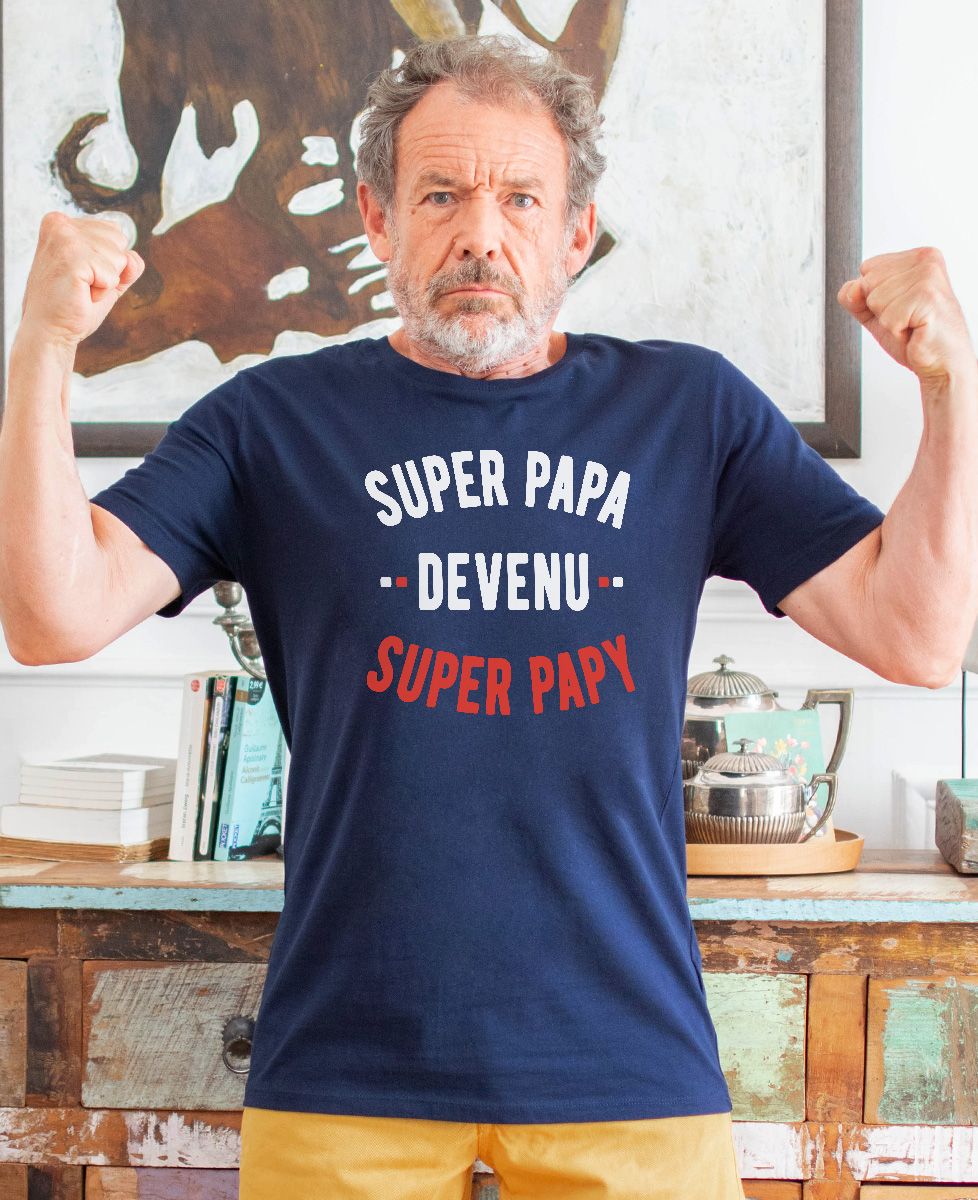 T-shirt Homme Super papa devenu super papy | Monsieur TSHIRT