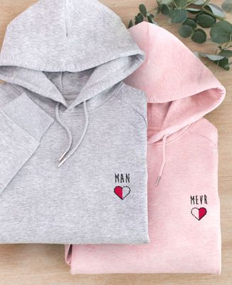 Dames-Halfhart geborduurde Hoodie Madame l Monsieur TSHIRT