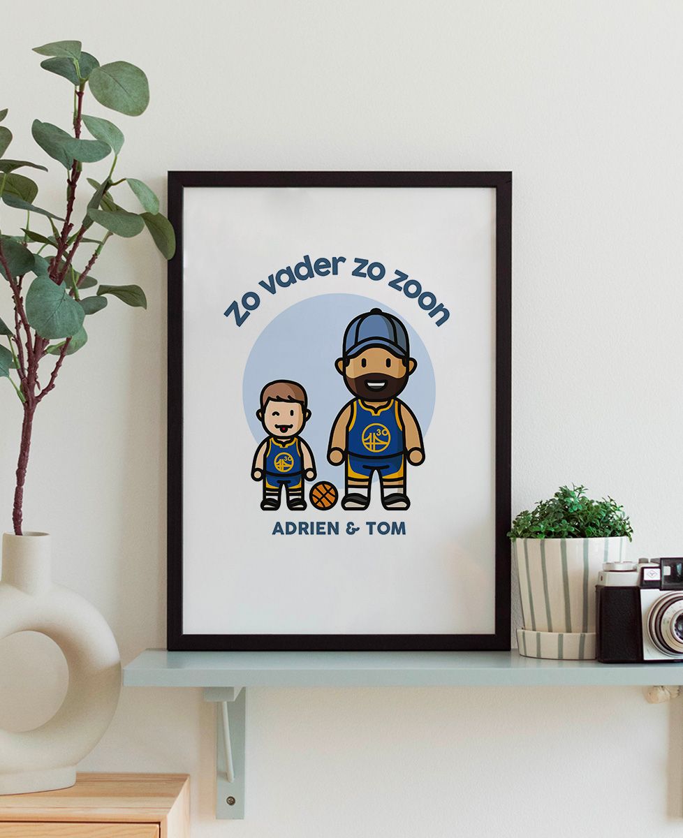 Zo vader zo zoon poster met gepersonaliseerd beeldje | Monsieur TSHIRT
