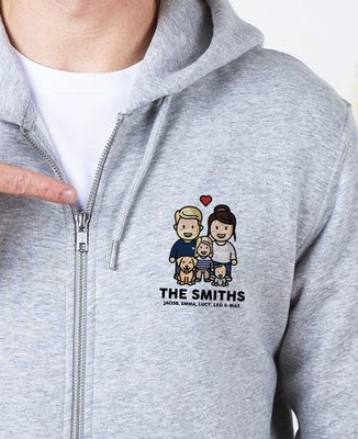 Hoodie zipped man Custom family avatars | Monsieur TSHIRT