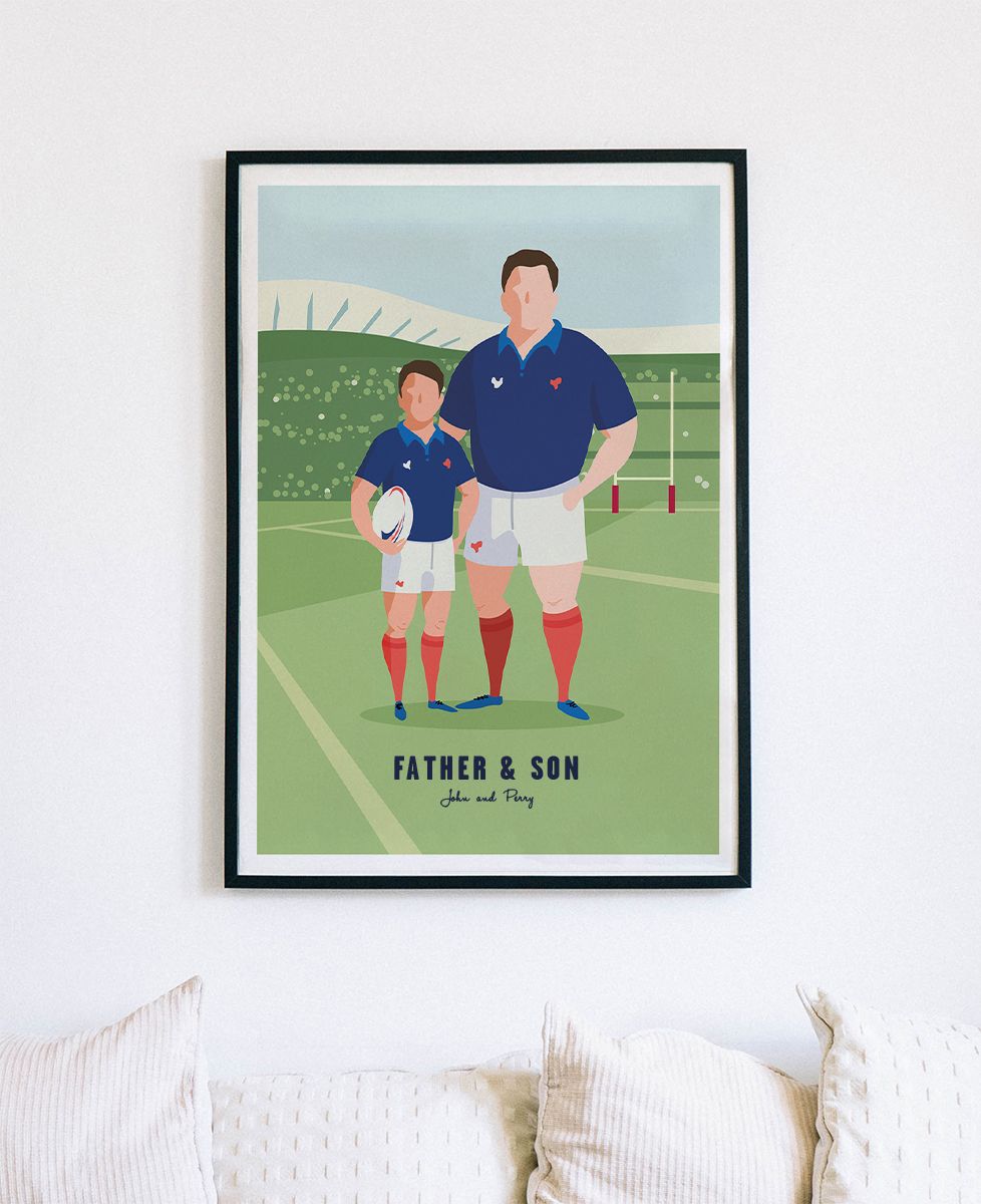 Rugby poster from father to son personalized | Monsieur TSHIRT