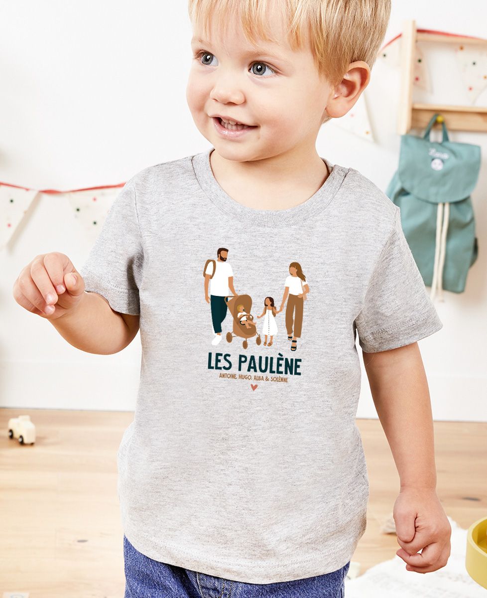 T-Shirt bébé Famille à l'école personnalisé | Monsieur TSHIRT
