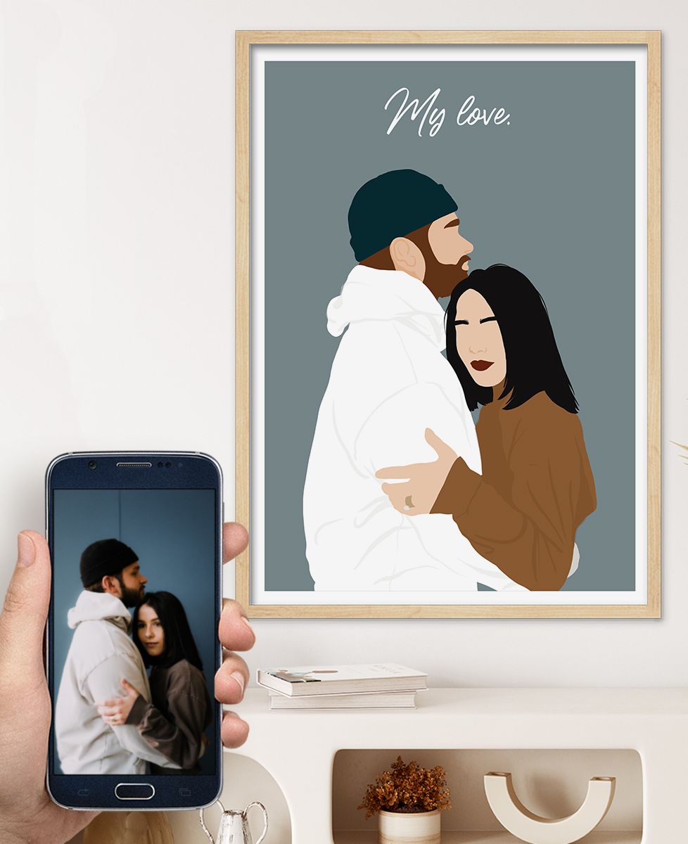 Hand-illustrated couple poster | Monsieur TSHIRT
