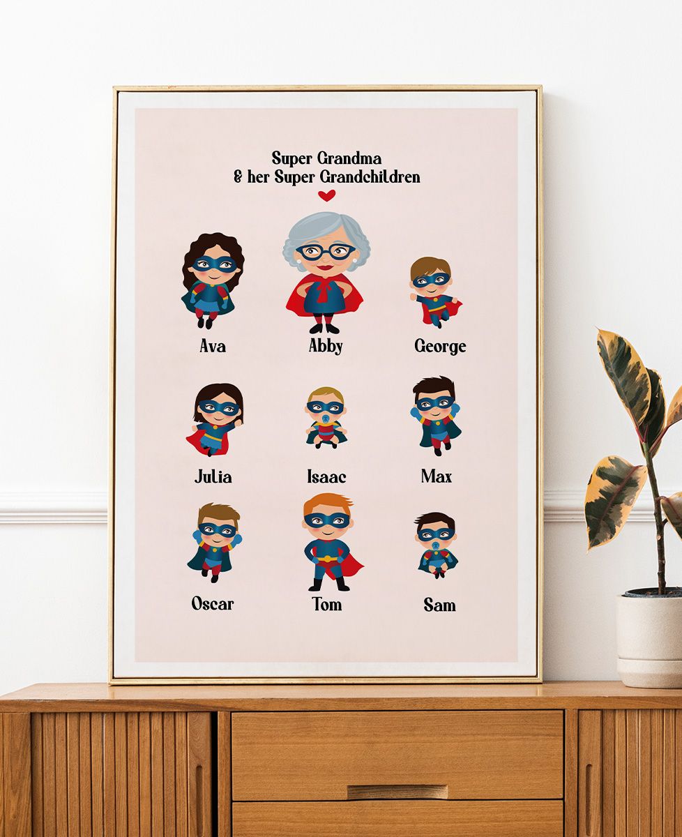 Poster super granny and her super grandchildren | Monsieur TSHIRT