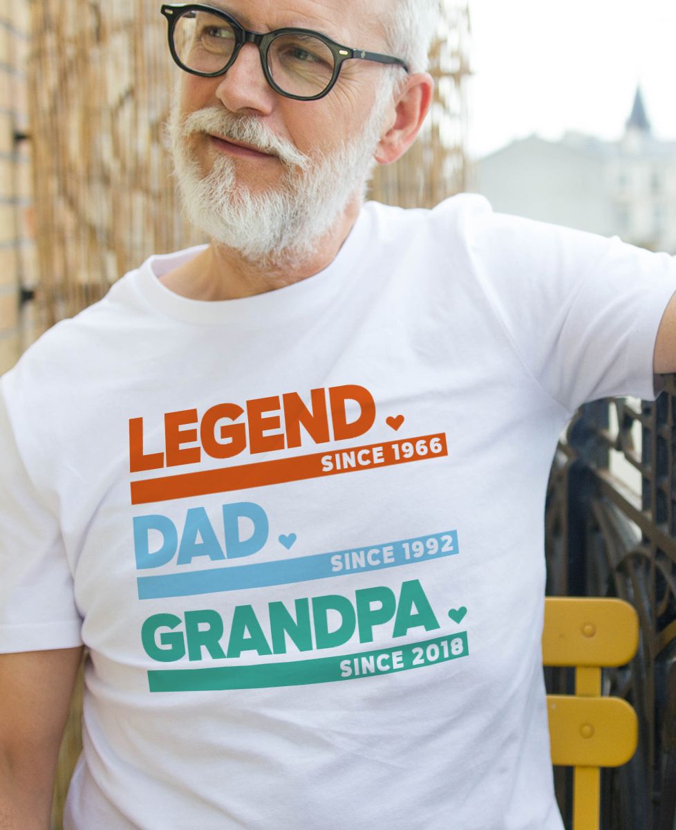 Men s T Shirt Customized Dad Grandpa Legend White XS Round neck