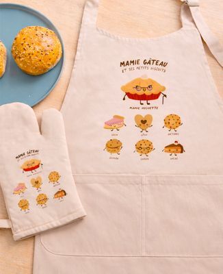 Duo Gant de cuisine et Tablier Mamie gâteau et ses petits biscuits ...