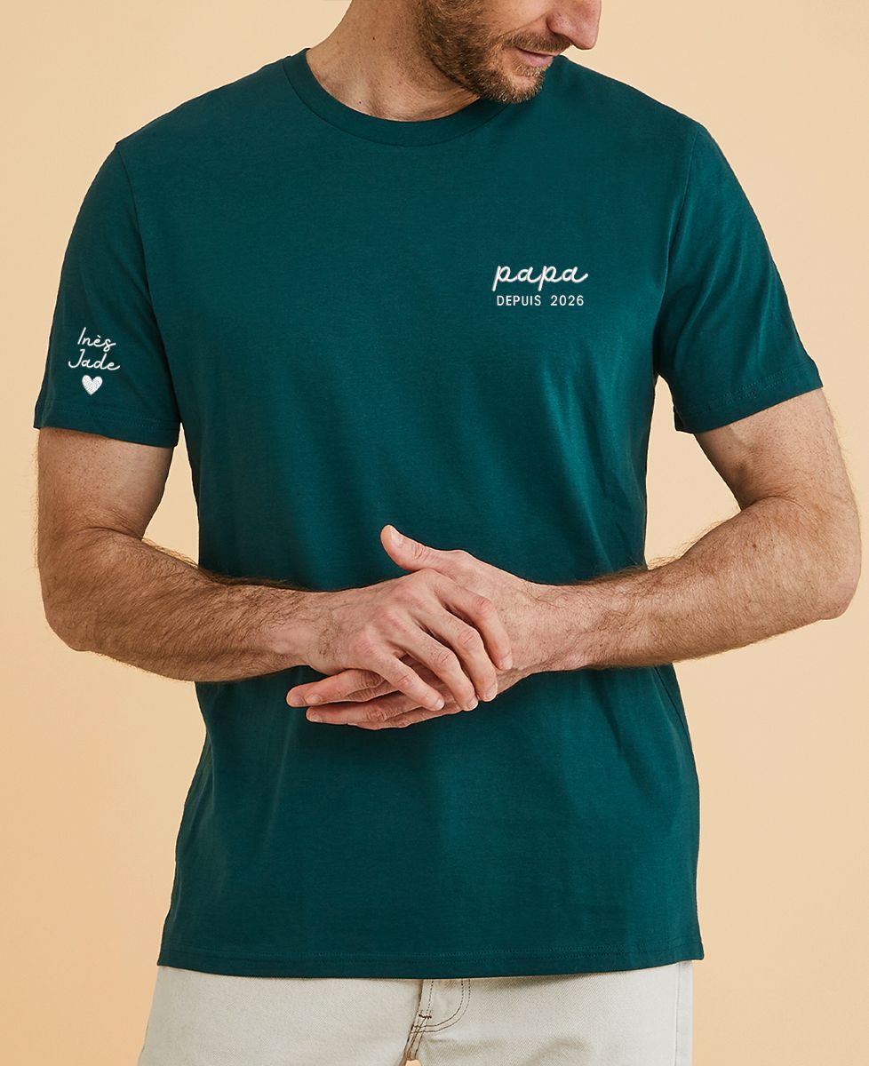 T-shirt Papa depuis personnalisé et prénoms brodé | Monsieur Tshirt