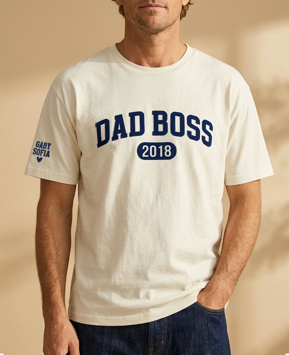 T-shirt DAD BOSS depuis Date prénoms effet velours | Monsieur Tshirt